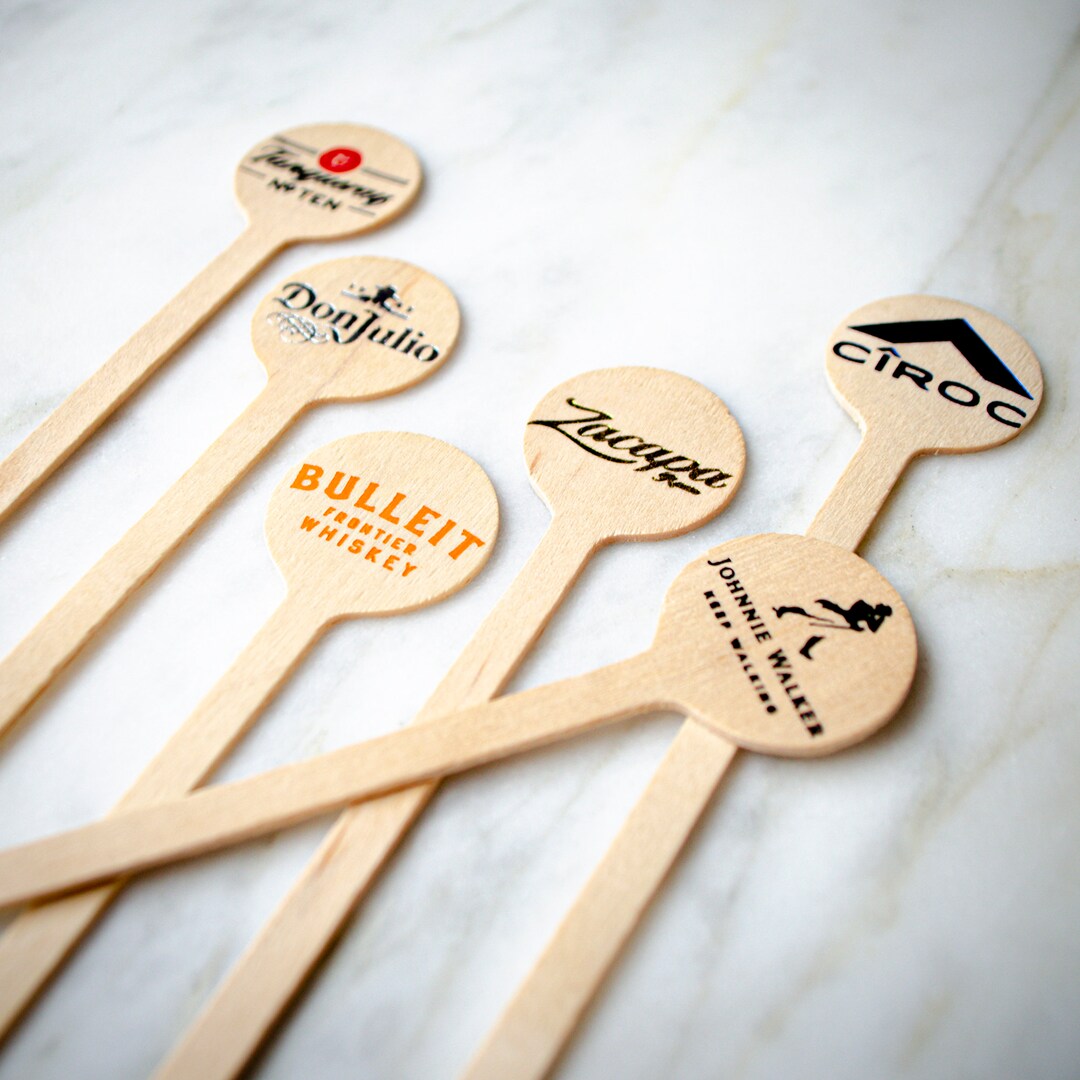 Wooden Cocktail Swizzle Sticks, Corporate Event Stir Sticks, Custom ...