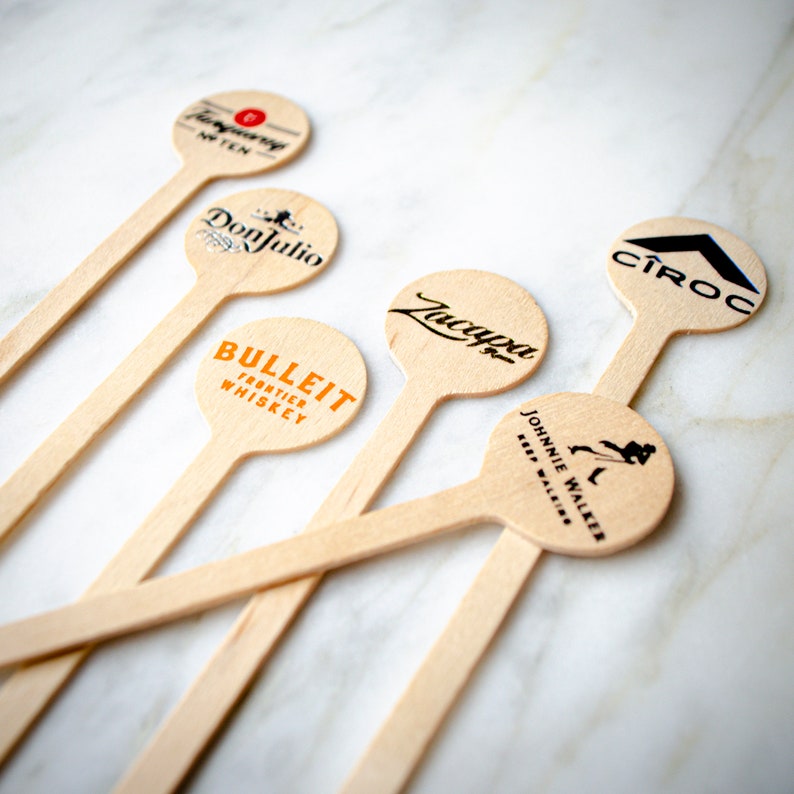 Company Logo Wooden Stir Sticks Wooden Cocktail Stirrers - Etsy