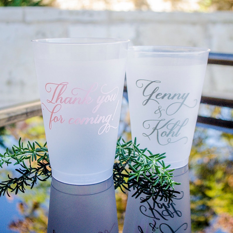 Custom Black Ink Shatterproof Frost-flex Cups, Personalized Wedding Cup ...