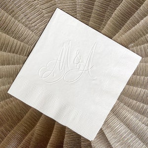 Embossed Initials Wedding Napkins, Custom 3 Ply Embossed Cocktail ...