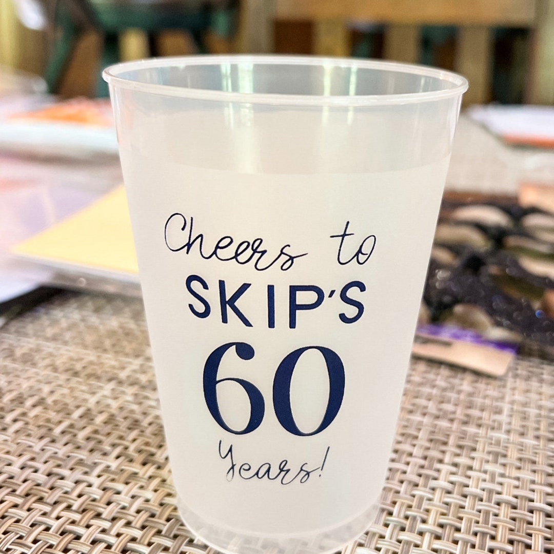 60th Birthday Shatterproof Cups, Custom Birthday Frosted Cups ...