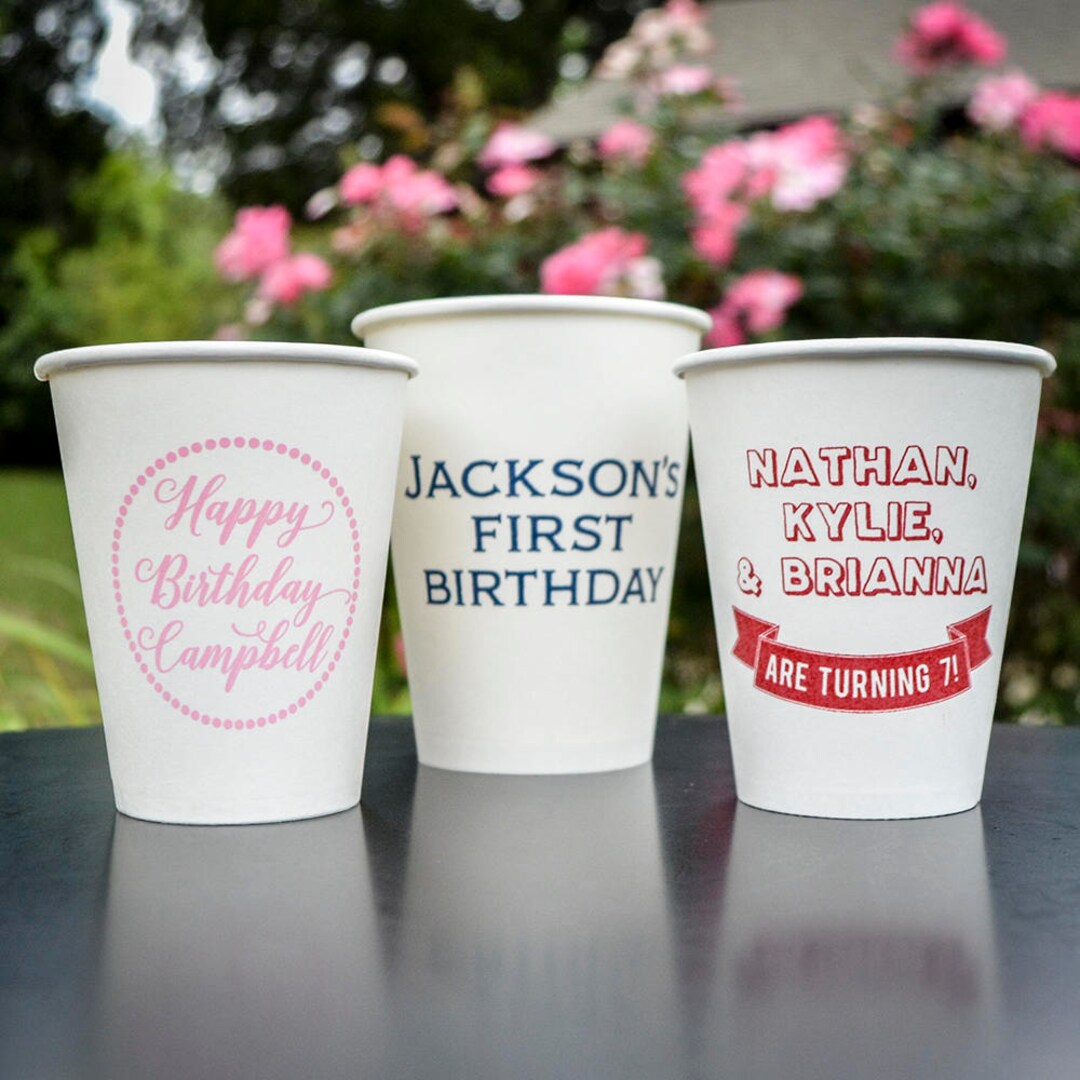 Monogrammed Birthday Paper Cups, Personalized Coffee Cup, Hot Tea ...