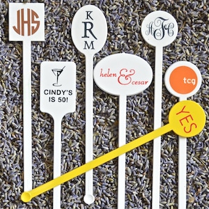 Personalized Plastic Drink Stir Sticks, Monogram Swizzle Sticks ...