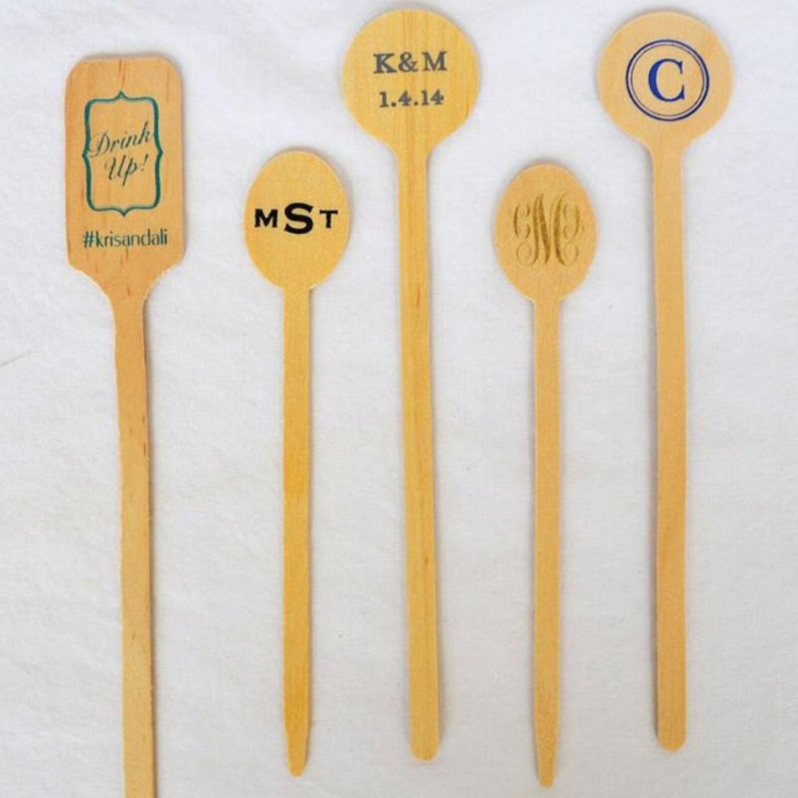 Personalized Wooden Stir Sticks, Single Initial Stir Sticks, Custom ...