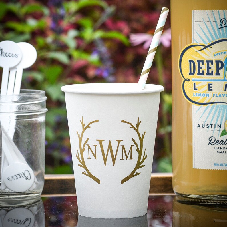 Custom Monogram Paper Coffee Cups Personalized Paper Cups - Etsy