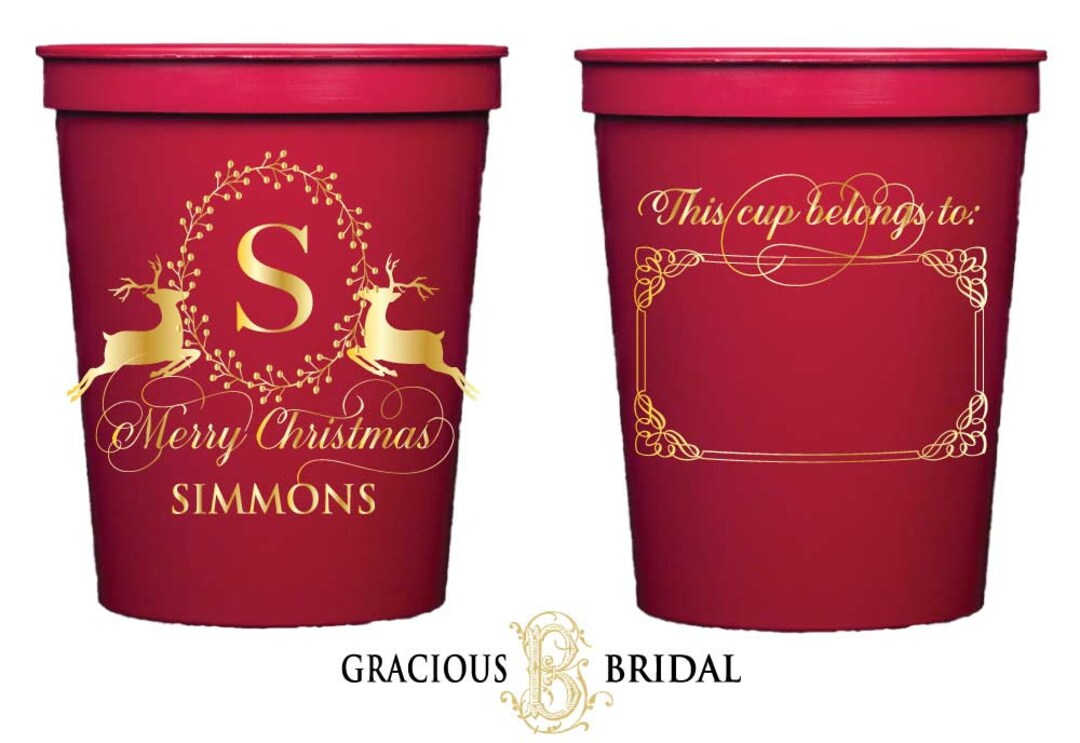 Personalized Holiday Party Stadium Cups, Christmas Party, Plastic Party ...