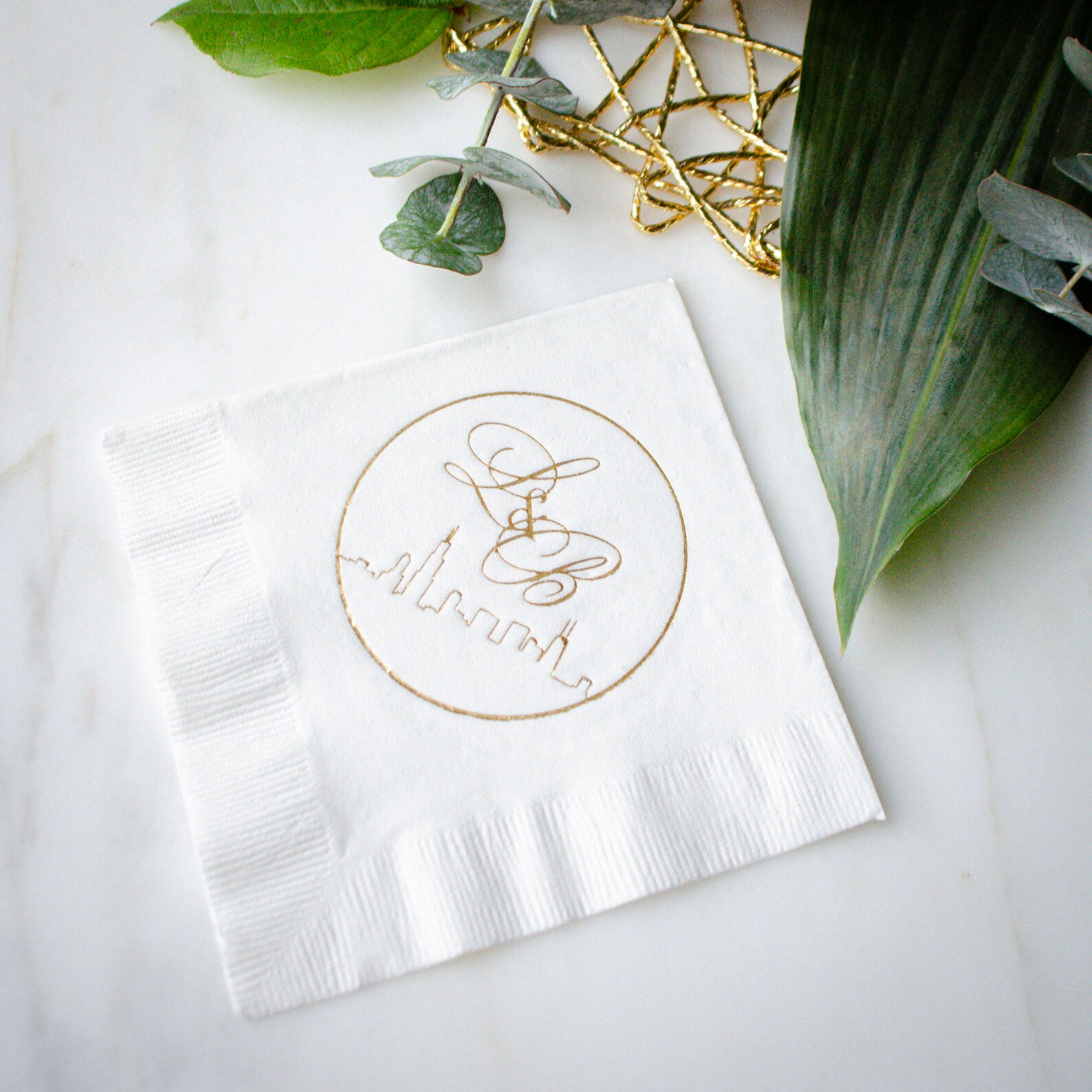 Skyline Initial Napkins Modern Wedding Napkins Personalized - Etsy