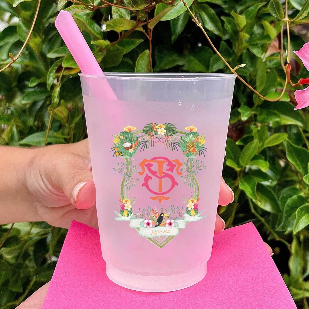 Full Color Tropical Toucan Crest Shatterproof Cups, Vibrant Monstera ...