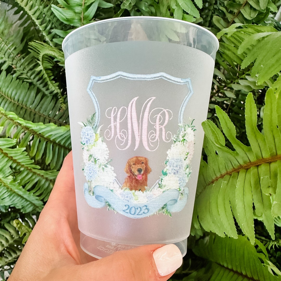 Dog Full Color Monogram Crest Shatterproof Cups, Custom Full Color ...