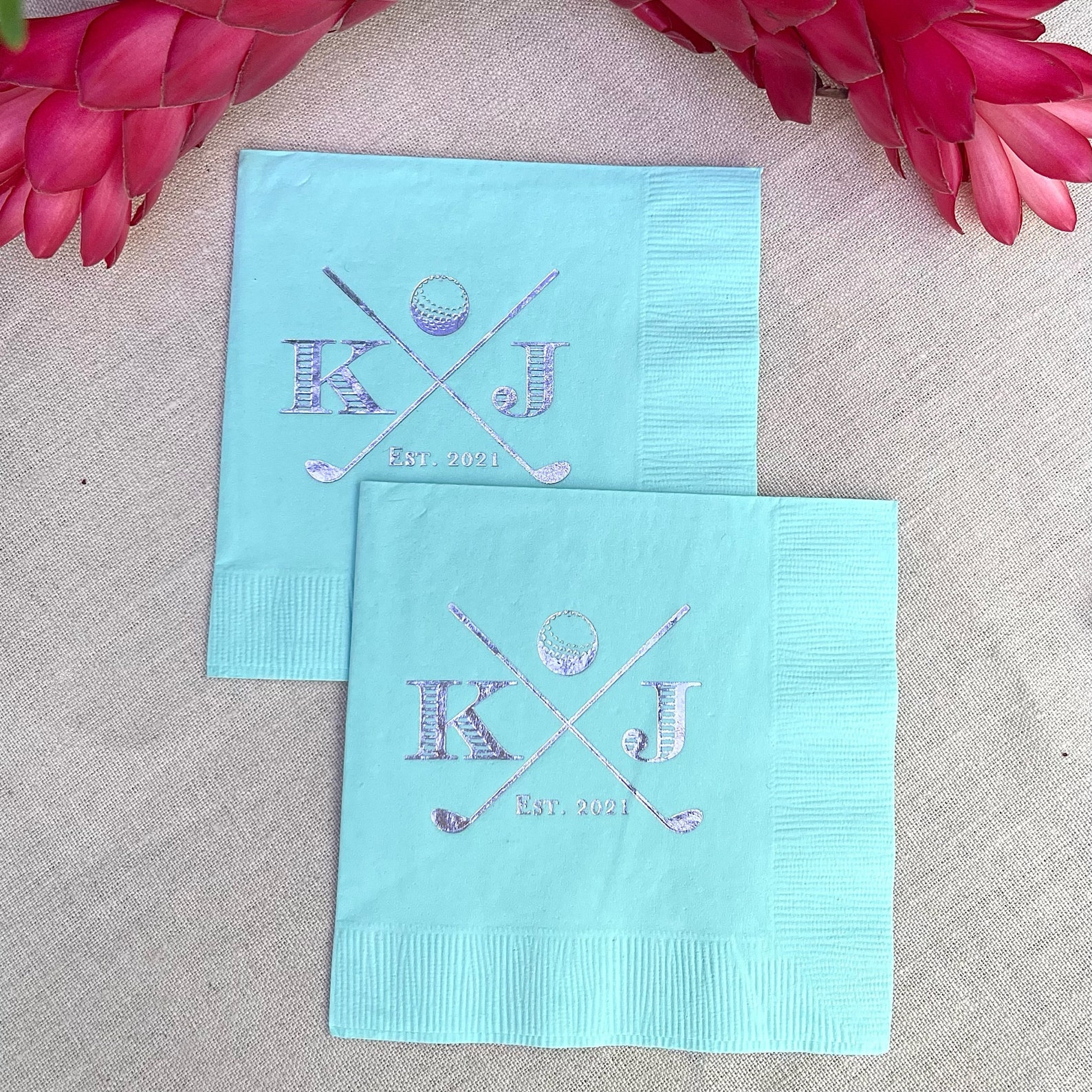 Silver Foil Printed Golf Party Napkins Personalized - Etsy