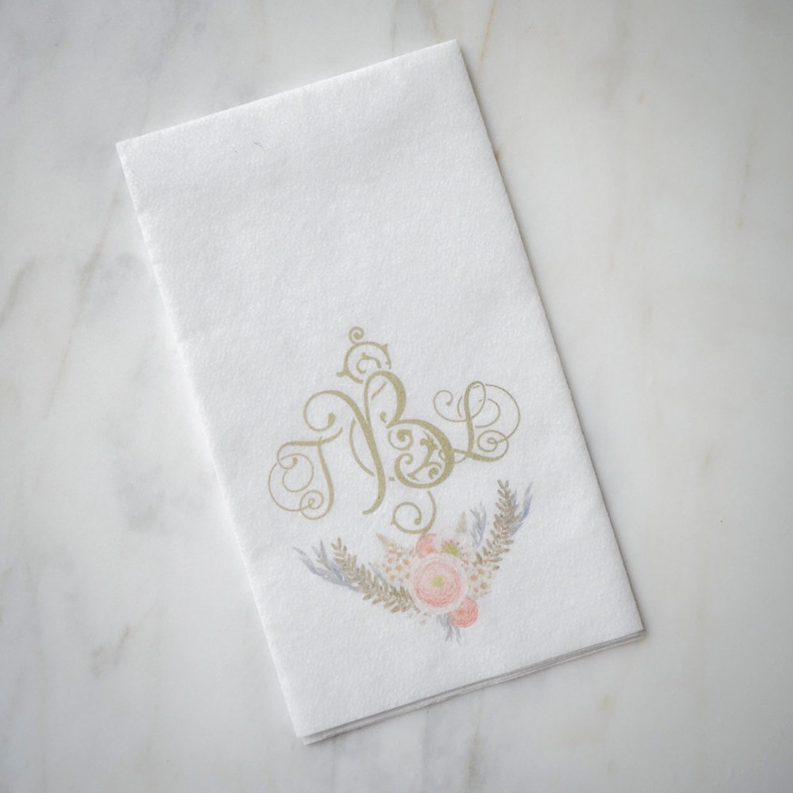Full Color Monogrammed Linen-like Guest Towels Custom Linun - Etsy