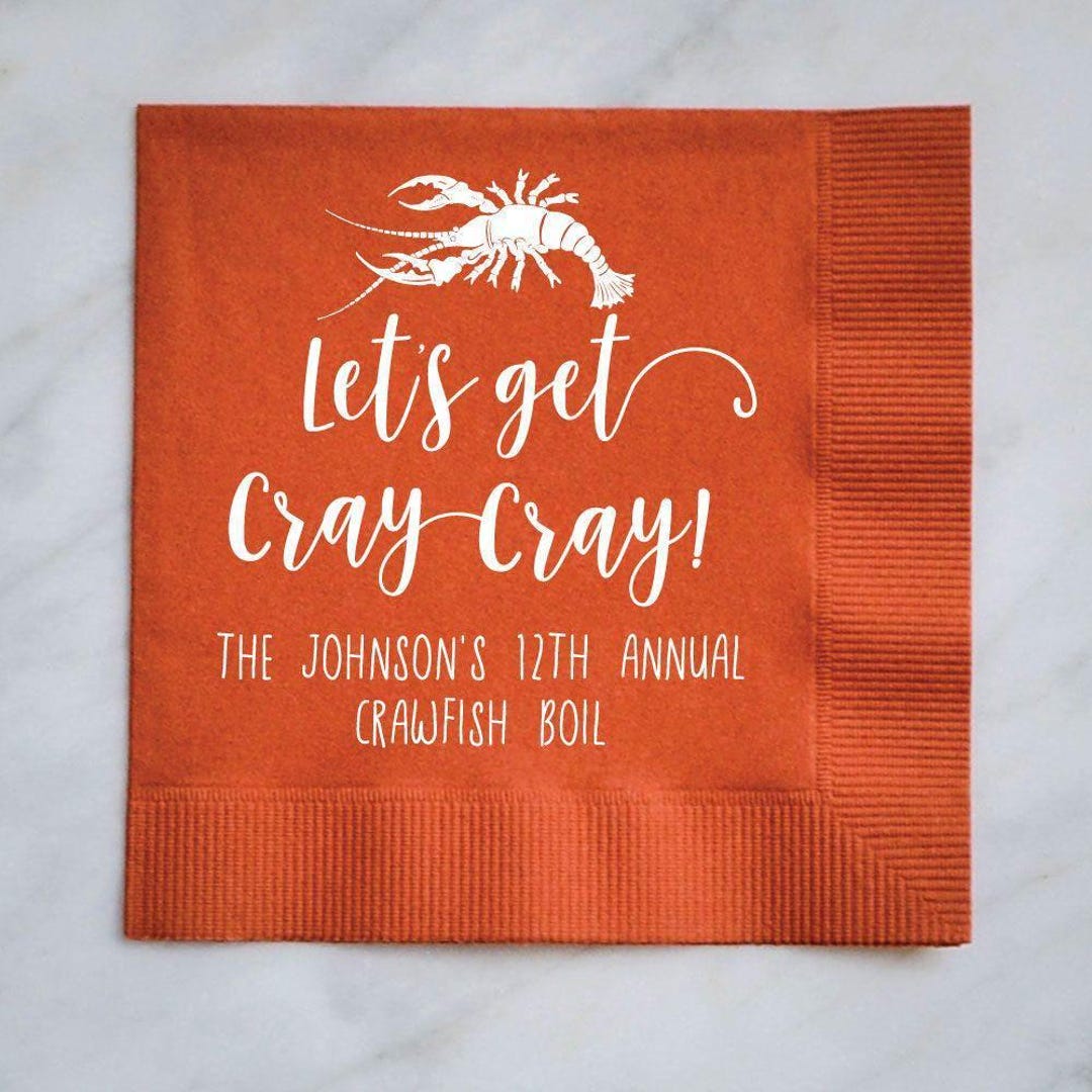 Personalized "let's Get Cray Cray" Crawfish Boil Napkins, Custom ...