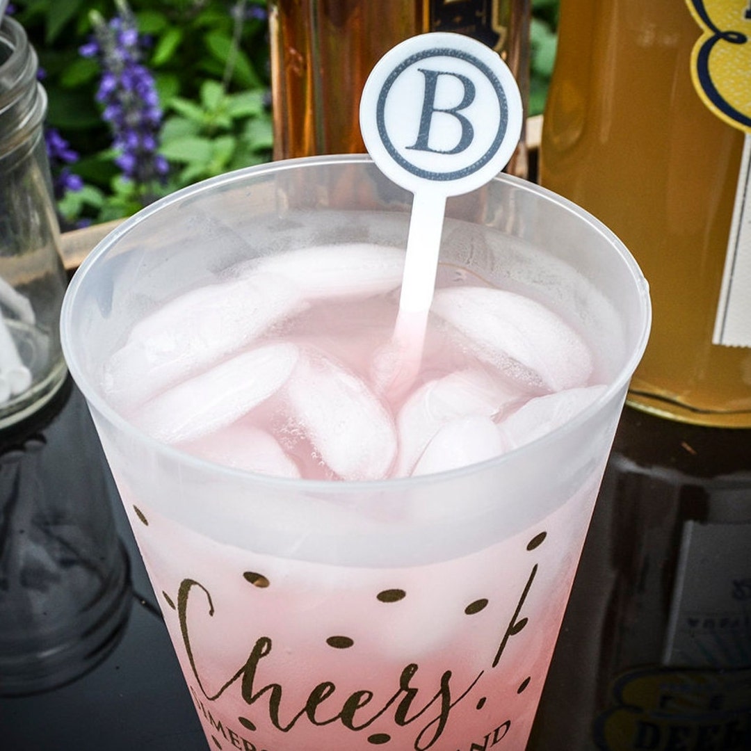 Circle Initial Monogram Plastic Swizzle Sticks, Monogrammed Plastic ...