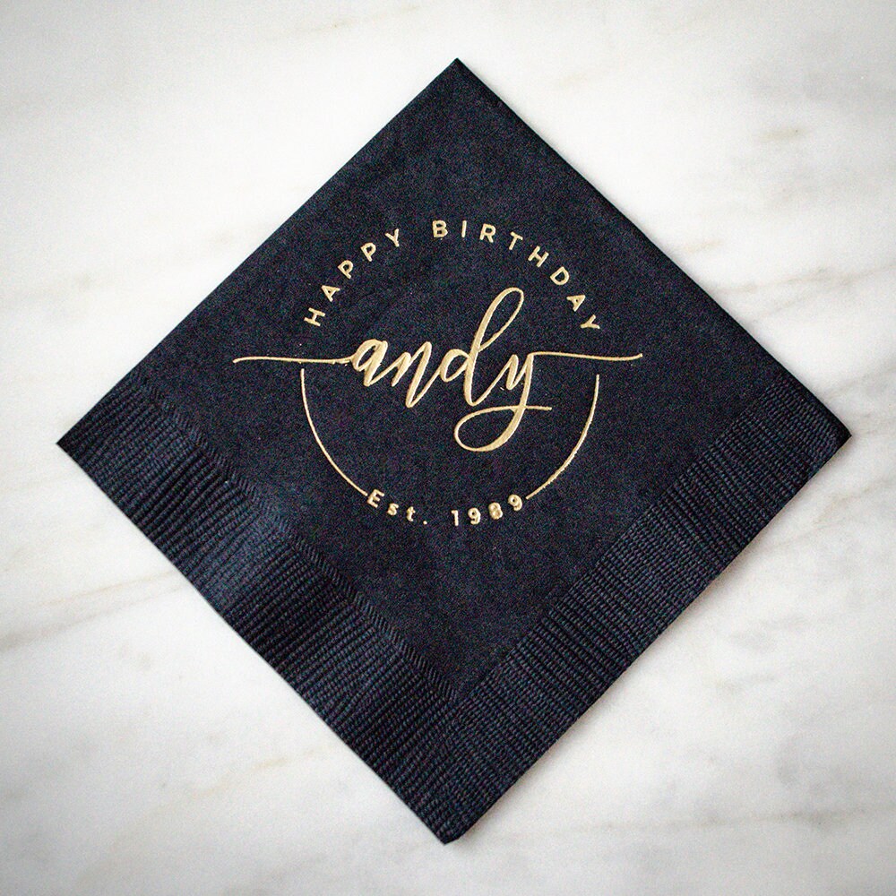 Personalized Birthday Napkins Custom Cocktail Napkins | Etsy