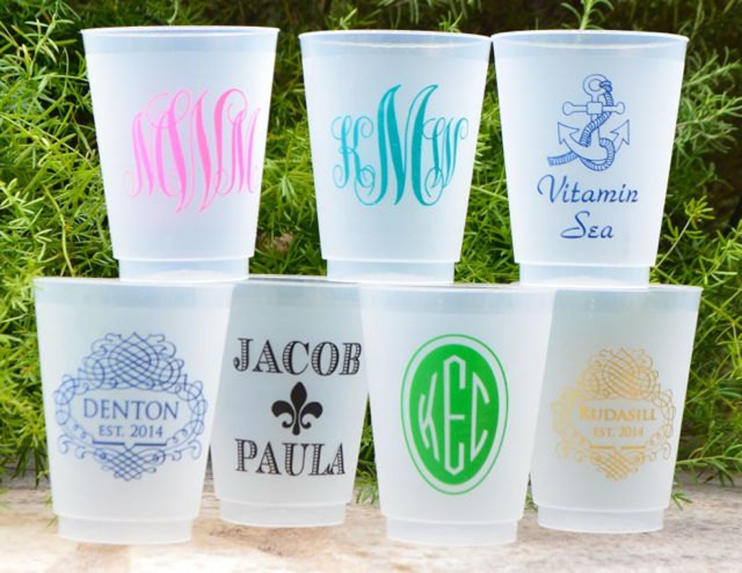 Frost-flex Shatterproof Personalized Colorful Party Cups, Monogrammed ...