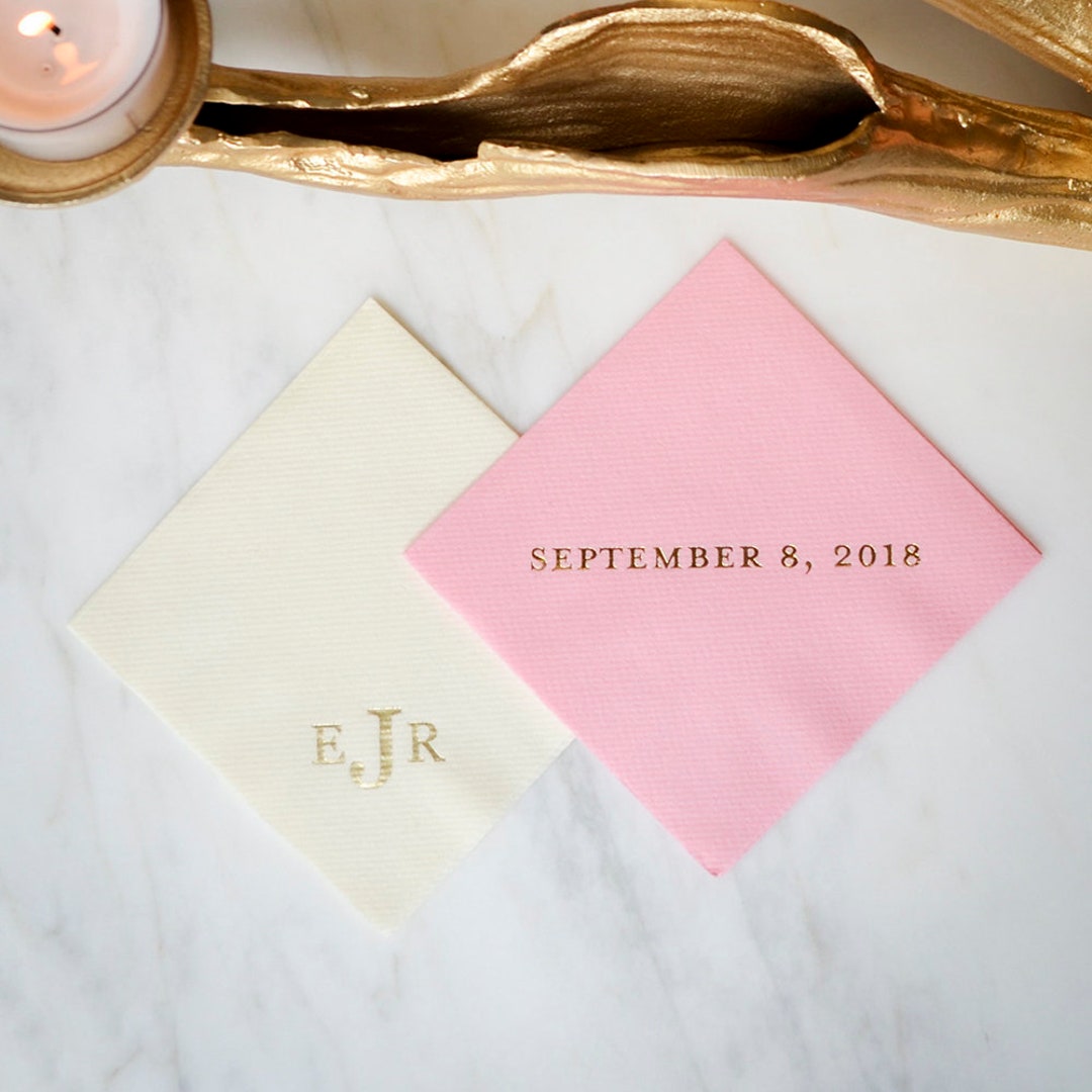 Simplistic Custom Linen-like Wedding Napkins, Linun Cocktail Napkins ...