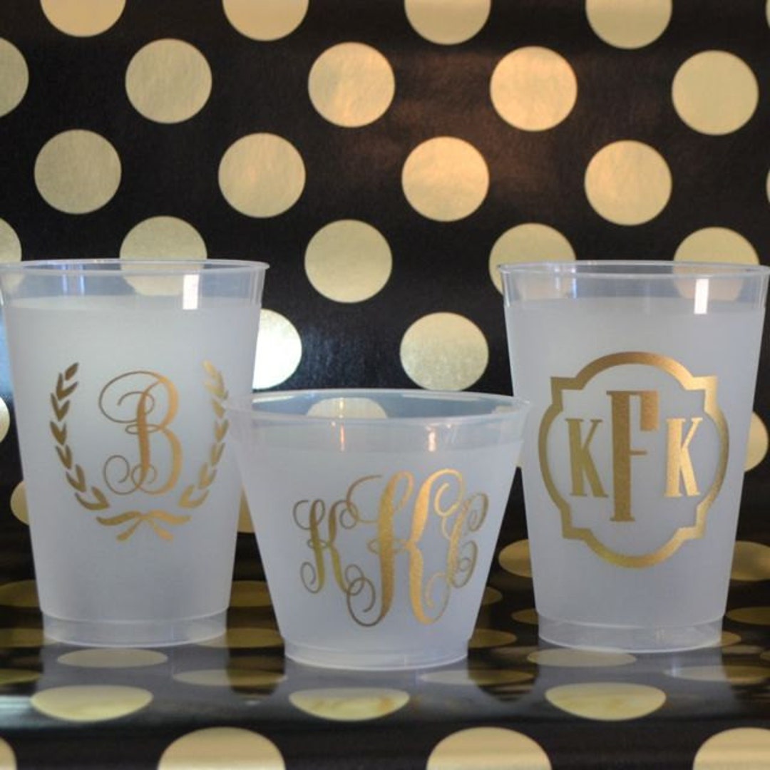 Monogrammed Shatterproof Cups, Duogram Frost Flex Party Cup, Customized ...