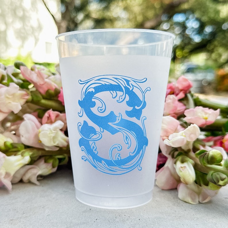 Colorful Vine Initial Shatterproof Cups, Vine Initial Frosted Flex Cups ...