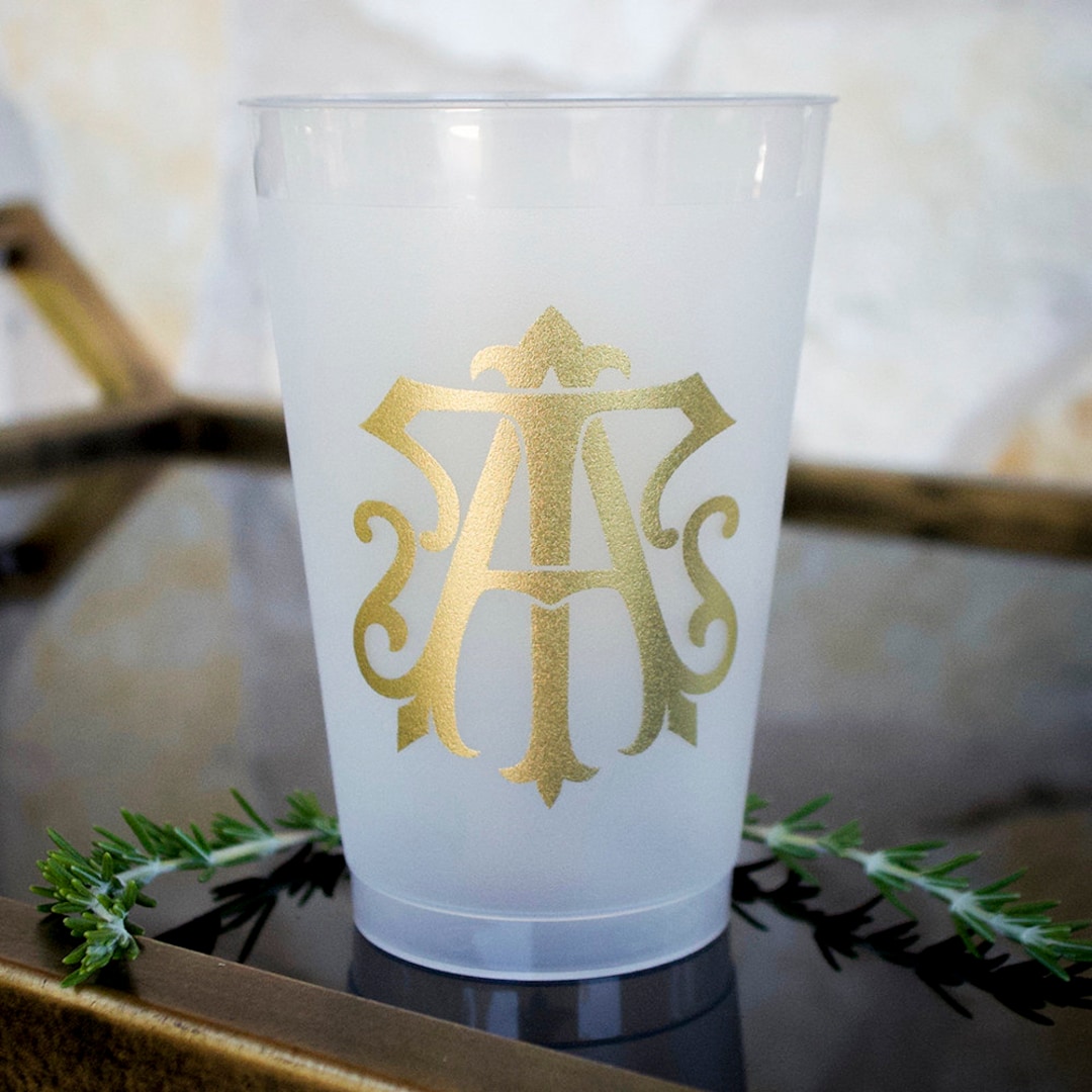 Gold Monogram Cups, Monogrammed Cups, Custom Wedding Cups, Wedding ...