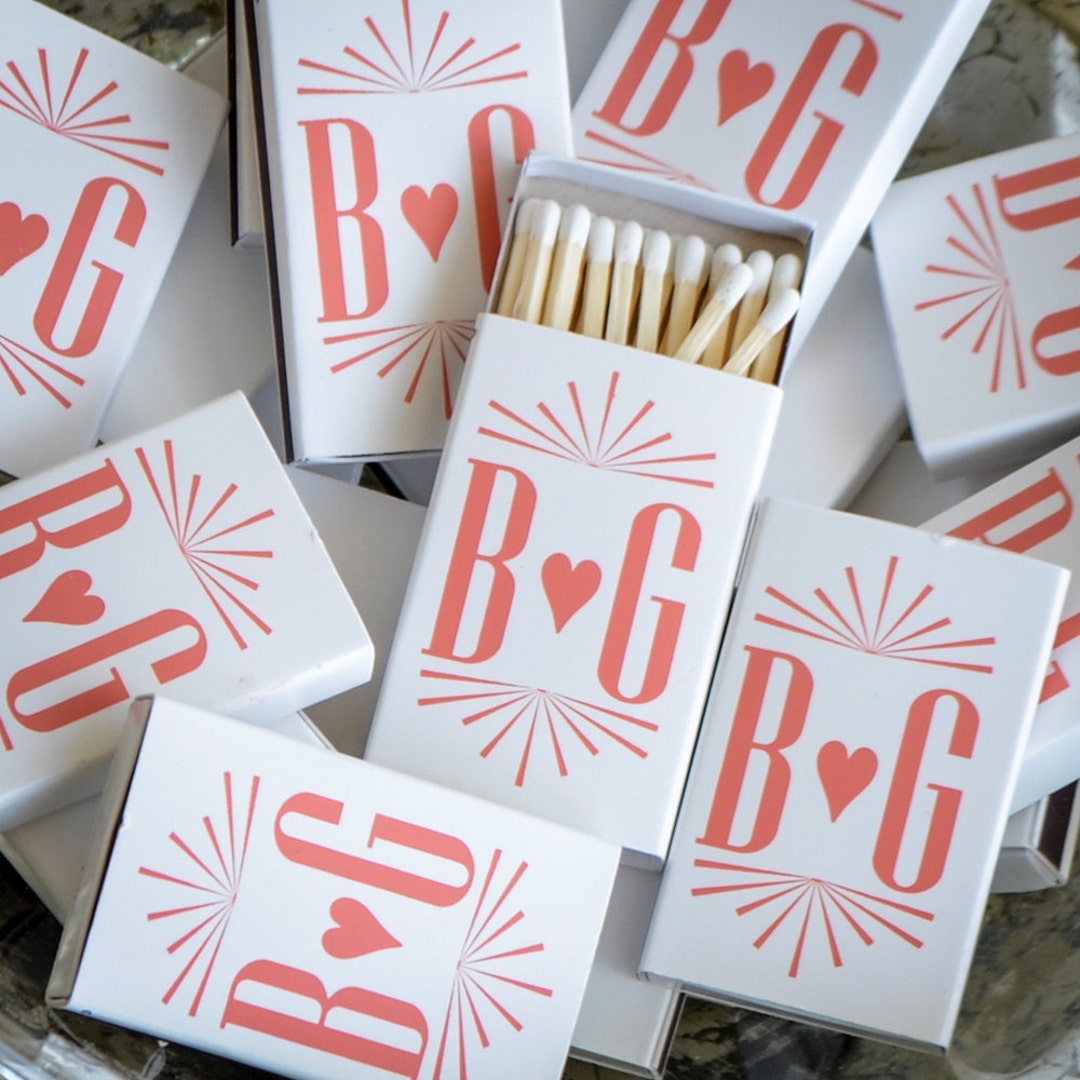 Contemporary Monogram Matches, Personalized Heart Monogram Matchbooks ...