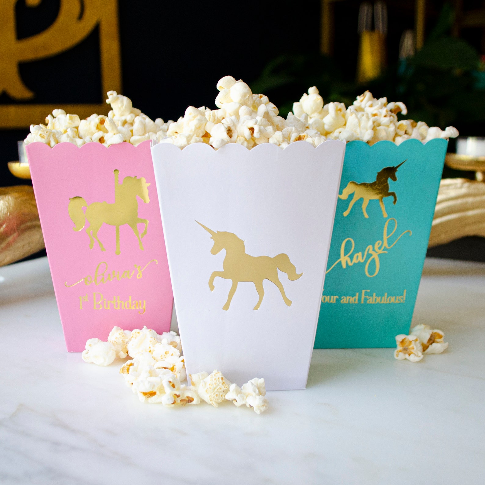 Princess Party Popcorn Boxes Unicorn Party Popcorn Boxes - Etsy
