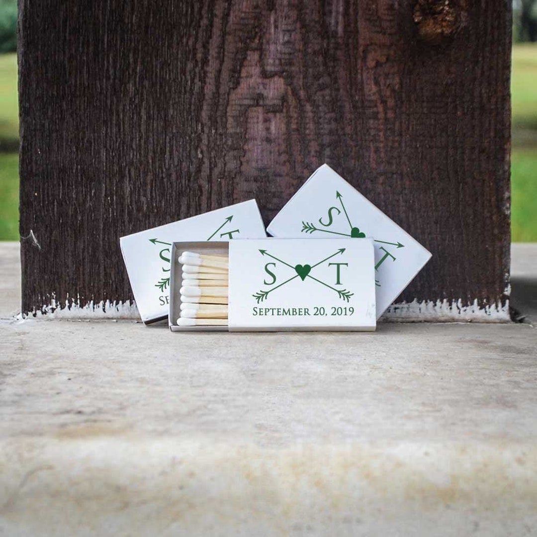 Heart and Arrow Personalized Matchboxes, Custom Wedding Matches ...