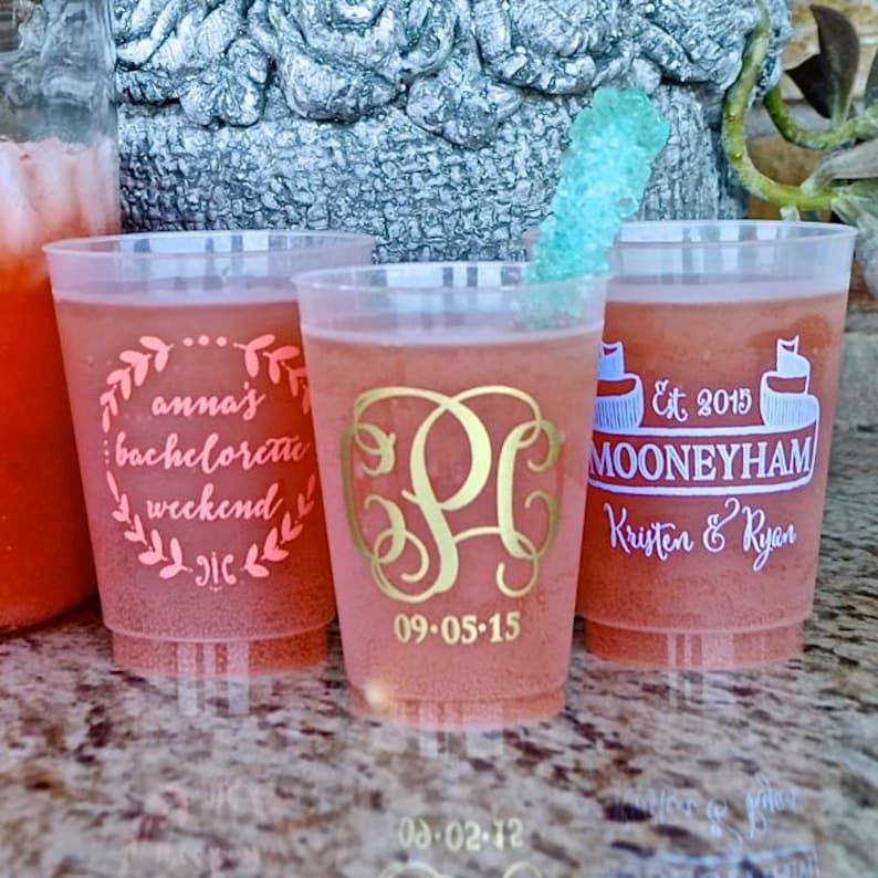 Script Monogram Shatterproof Party Cups Personalized Printed - Etsy