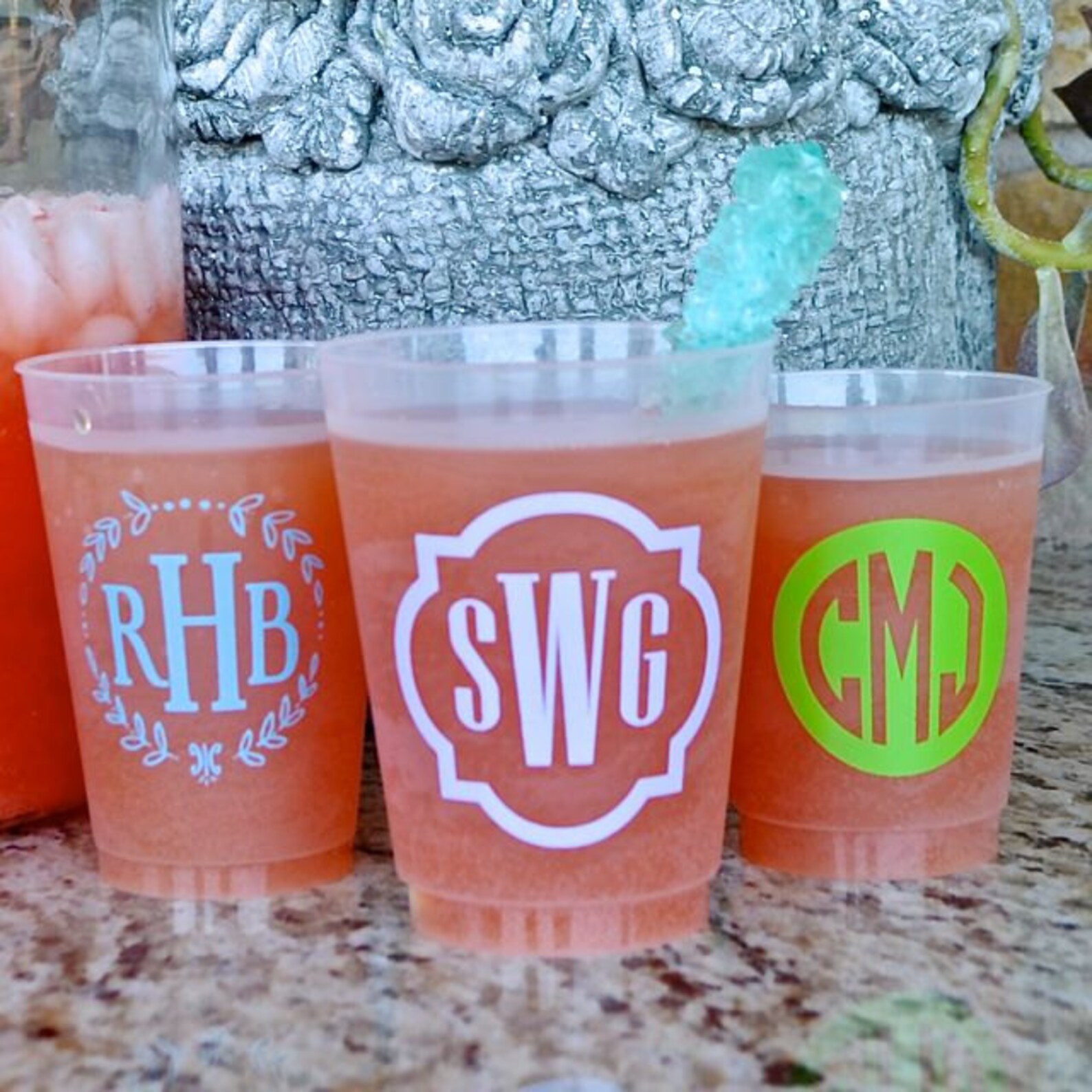 Monogrammed Shatterproof Party Cups Personalized Frost Flex | Etsy
