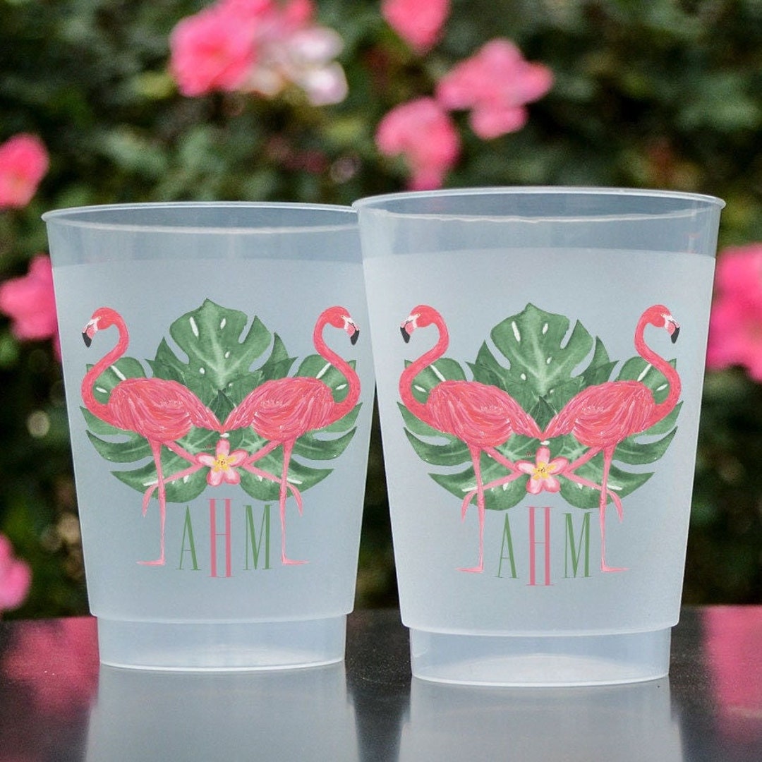 Full Color Flamingo Shatterproof Cups, Custom Flamingo Watercolor Full ...