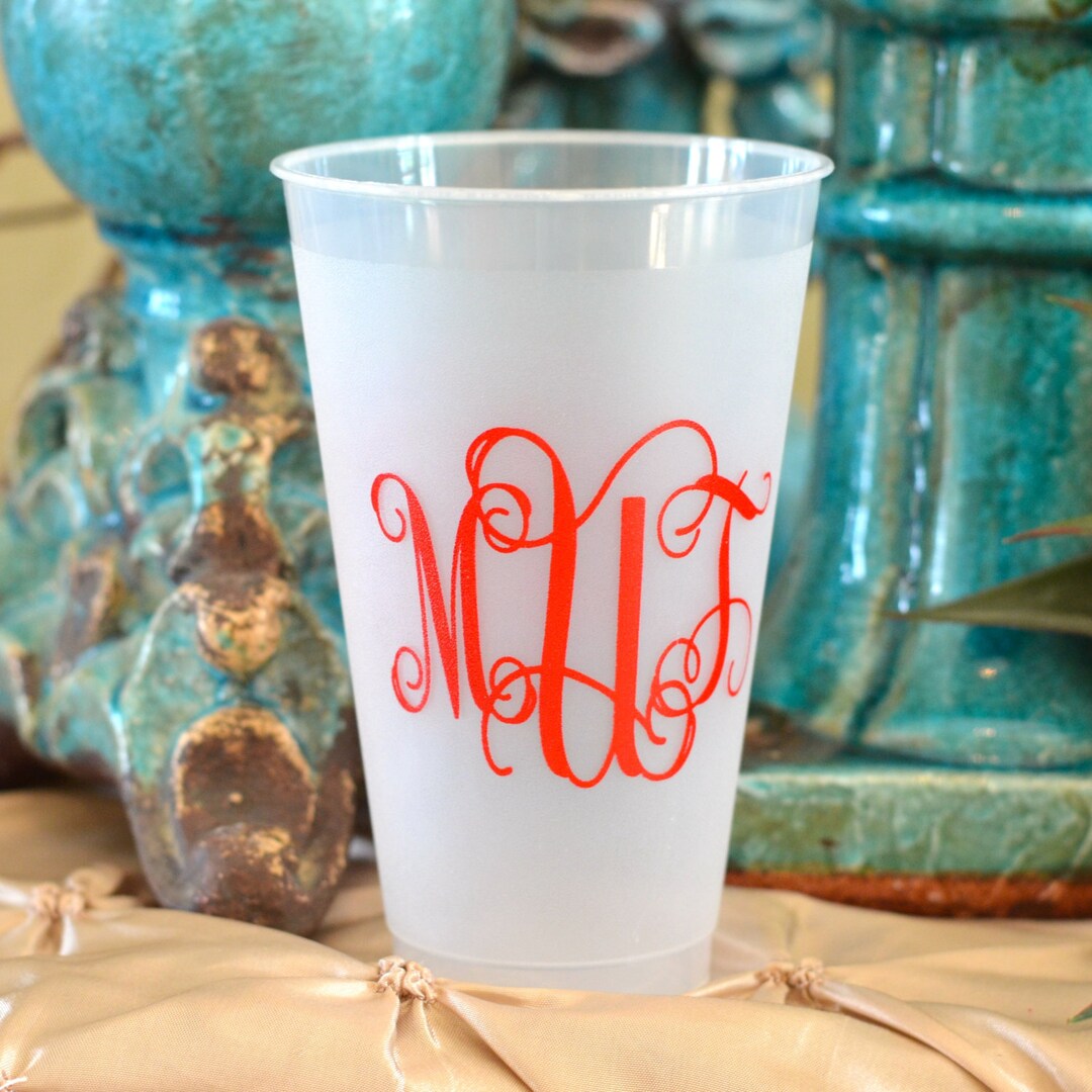 Vine Monogram Frost-flex Cups, Traditional Mono Shatterproof Cups ...