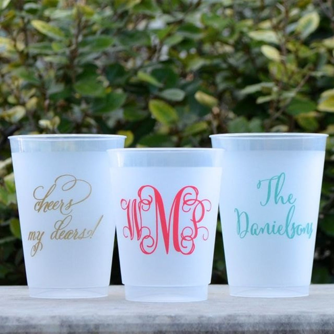 Custom Shatterproof Home Bar Frosted Cups, Personalized Frost Flex ...
