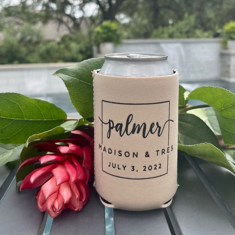 Custom Neutral Can Cooler Custom Monogram Can Huggers - Etsy