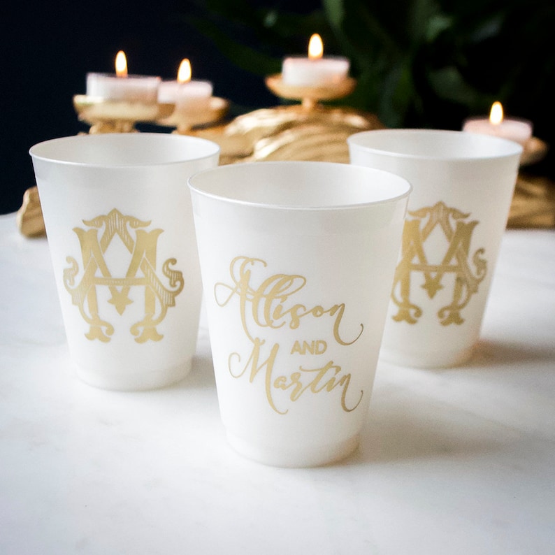 Metallic Shatterproof Cups Gold Party Cups Silver Printed | Etsy