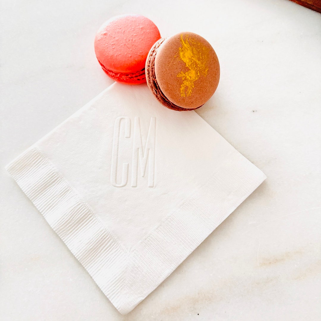 Embossed Initials Wedding Napkins, Custom 3 Ply Embossed Cocktail ...