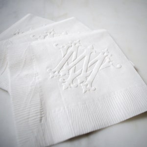 Embossed Initials Wedding Napkins, Custom 3 Ply Embossed Cocktail ...