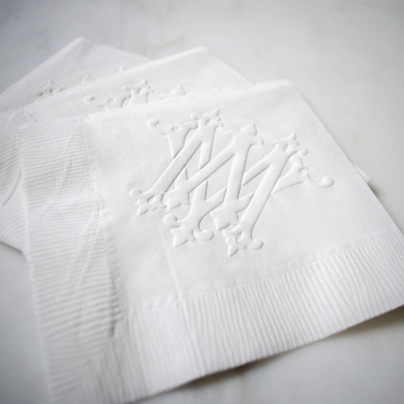 Embossed Wedding Monogram 3 Ply Napkins, Monogrammed Napkins, Beverage ...