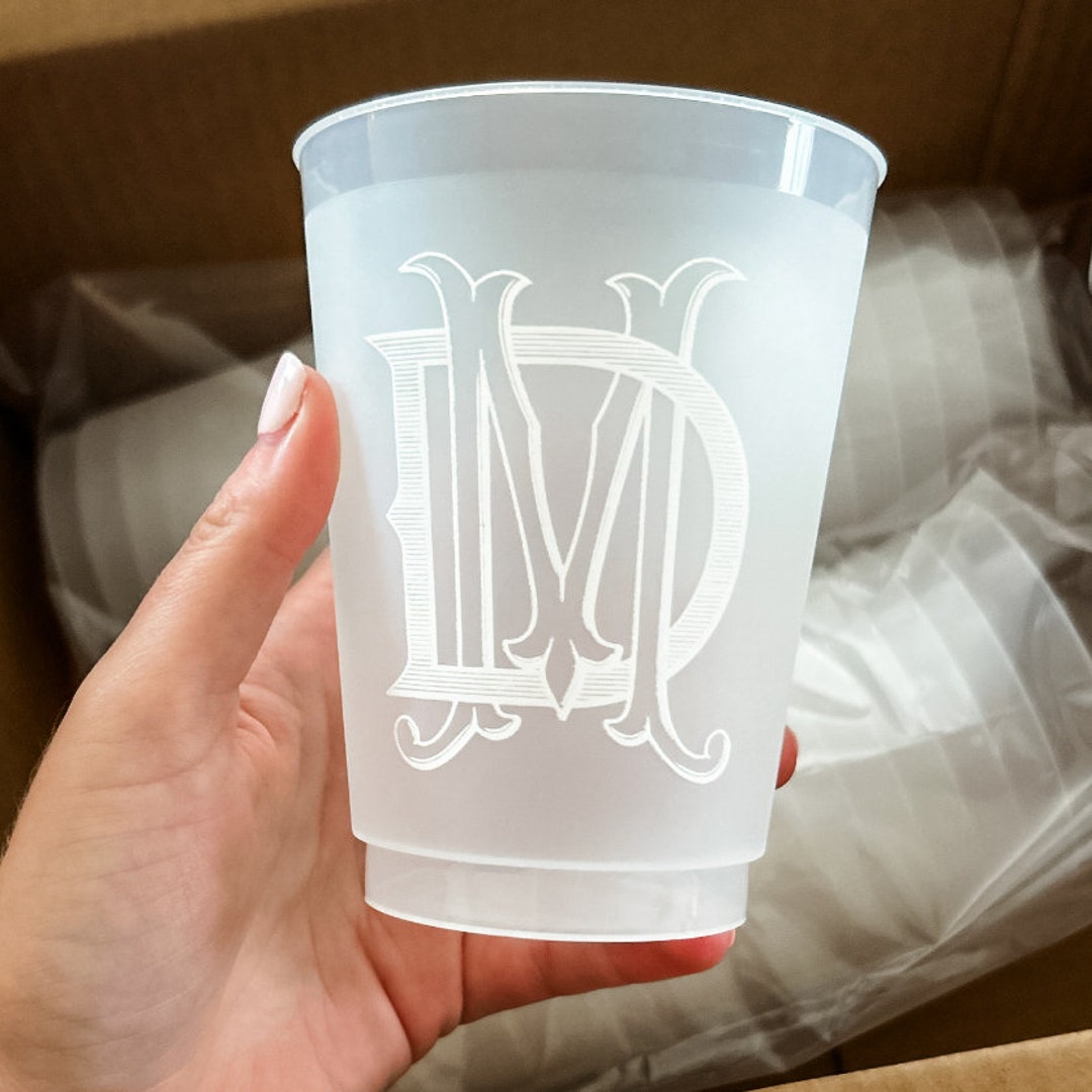 Custom White Ink Frosted Party Cup Favors, Shatterproof White Ink ...