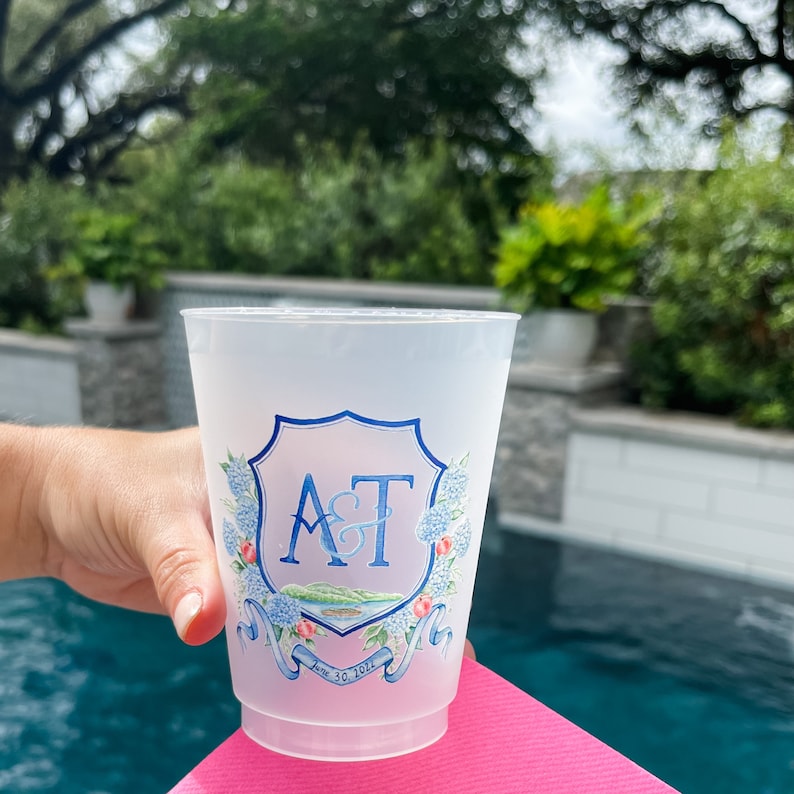 Custom Watercolor Crest Shatterproof Cups Full Color Wedding - Etsy