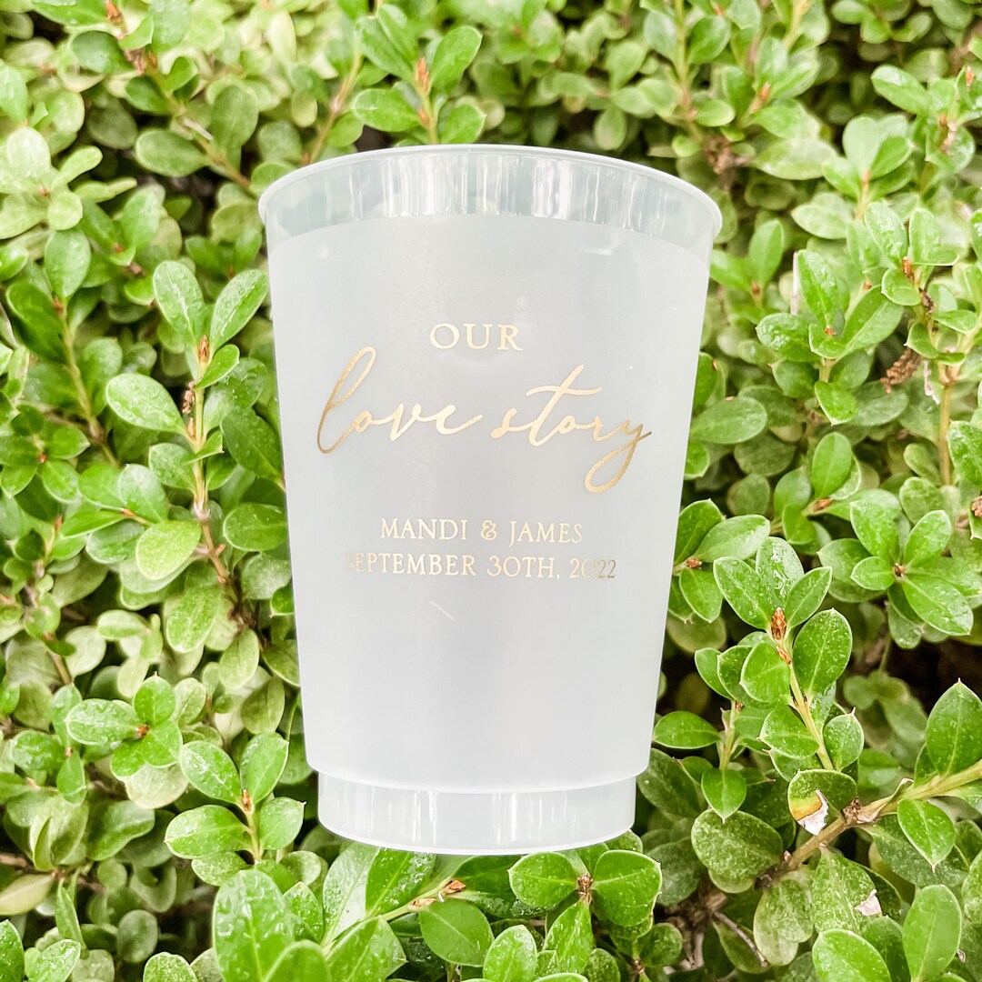 Our Love Story Shatterproof Party Cup Favor, Personalized Plastic Party ...
