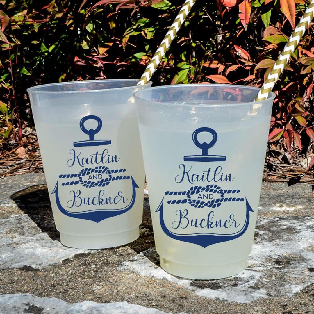 Custom Anchor Wedding Cups, "tied the Knot" Party Cups, Personalized ...