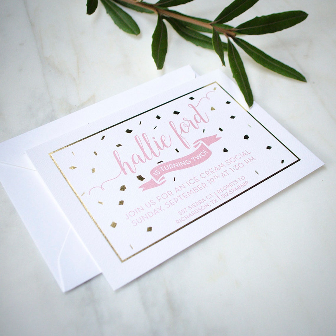 Custom Gold Foil Invitations Ice Cream Social Kid's - Etsy