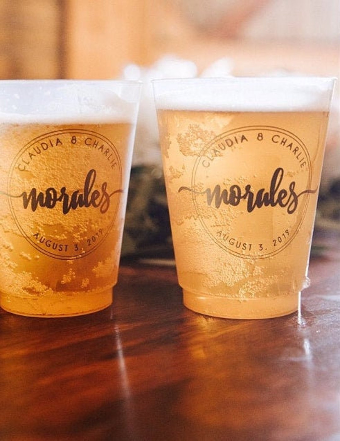 Custom Last Name Frosted Plastic Cups, Monogrammed Wedding Cups ...