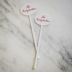 Horizontal Oval Plastic Stir Sticks, Script Name Drink Stirrers, Custom ...