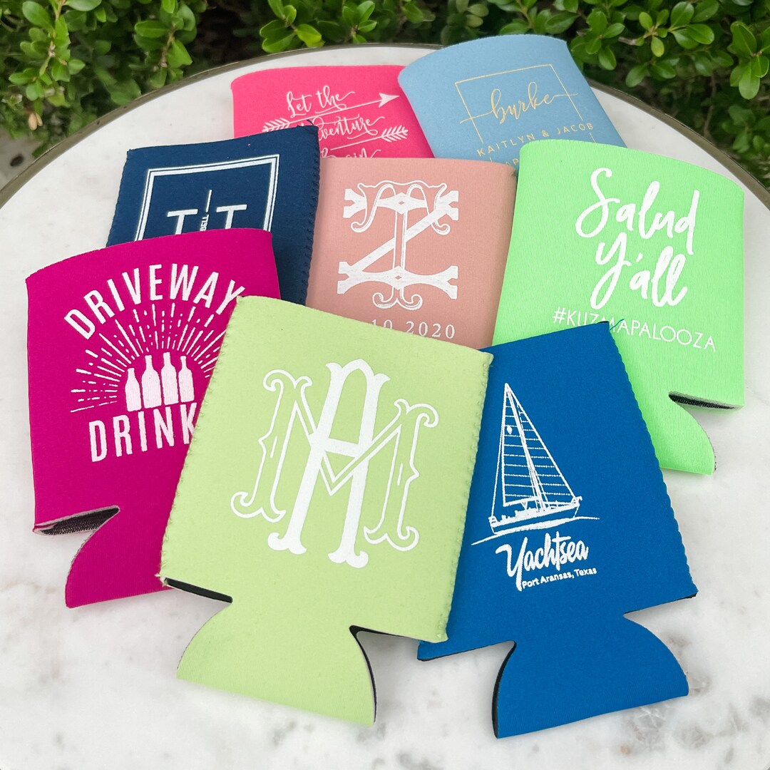 Custom Colorful Event Can Coolers, Monogrammed Can Coolers, Colorful ...