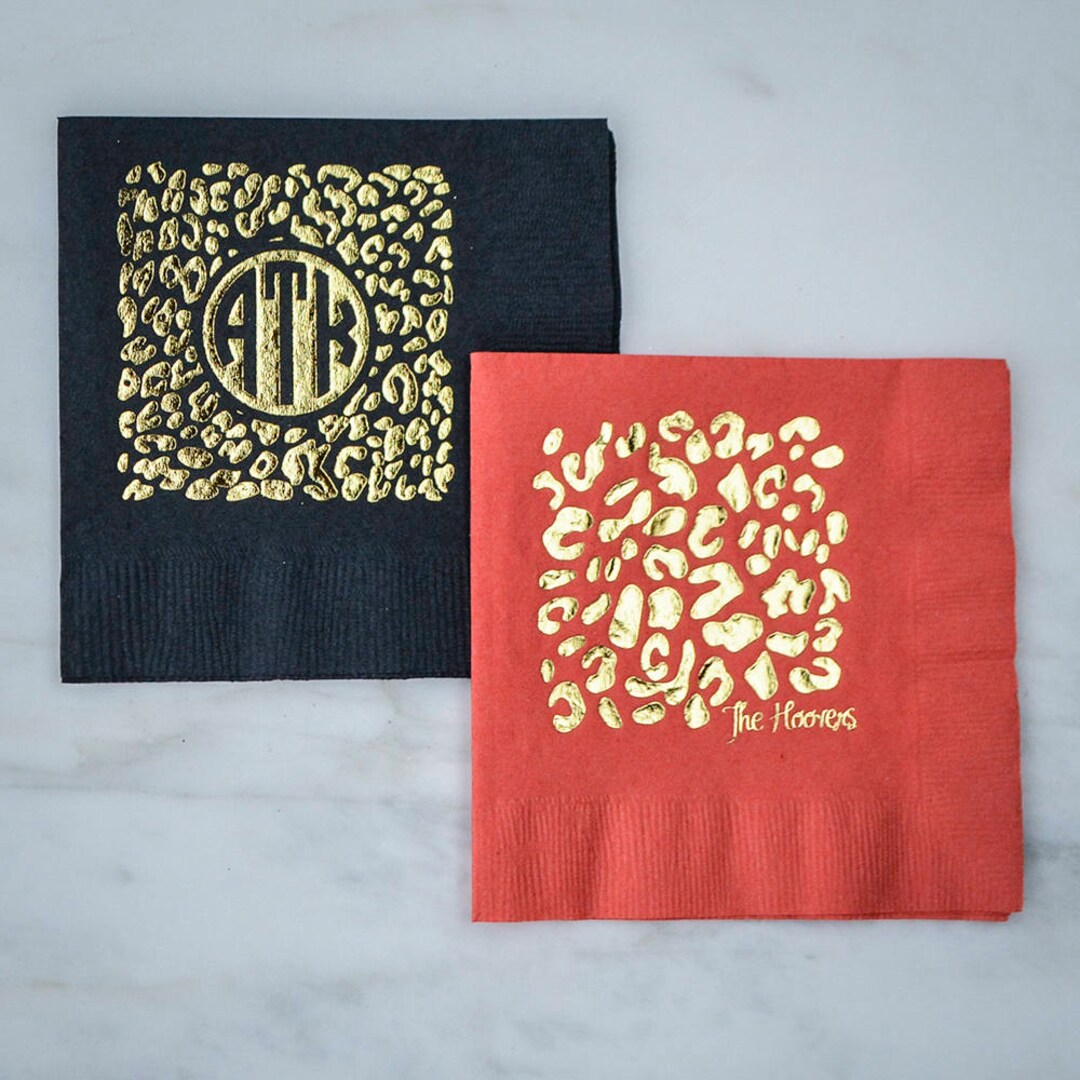 Personalized Cheetah Print Party Napkins, Animal Print Napkins, Wedding ...