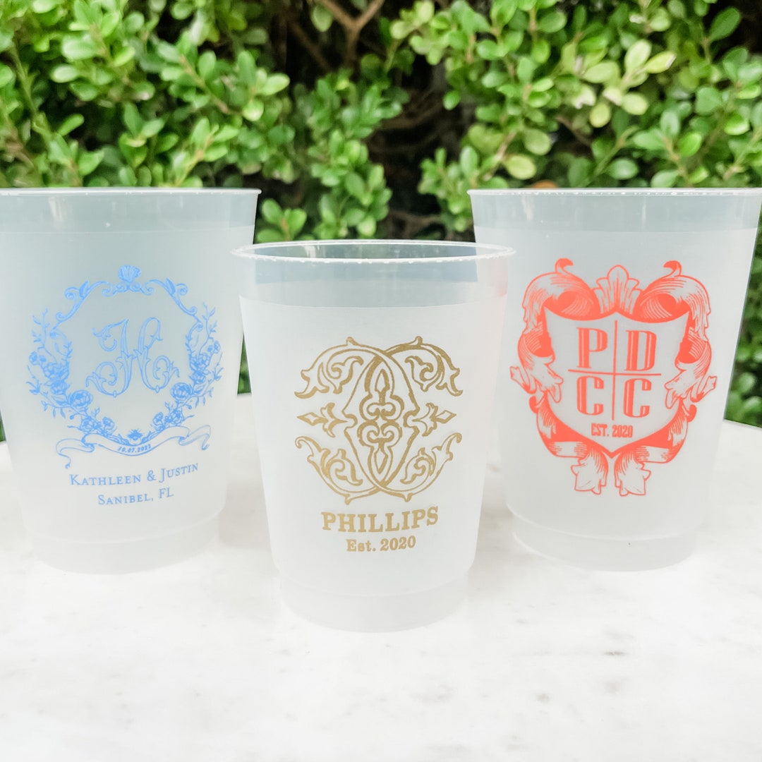 Intricate Monogrammed Frost Flex Cups, Shatterproof Custom Monogram ...