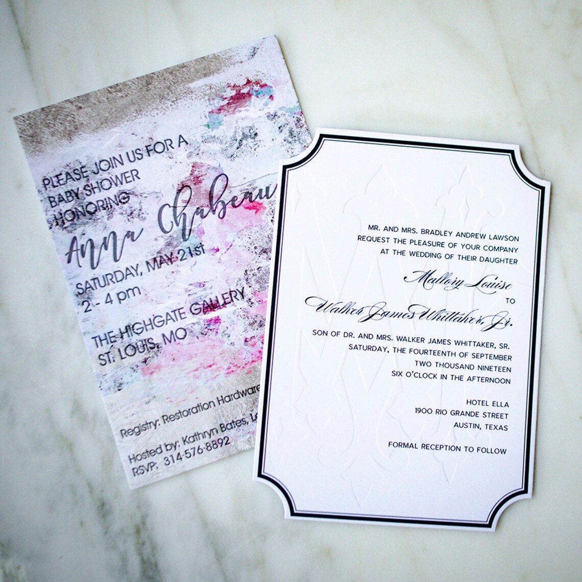 Full Color and Letterpress Printed Invitations Personalized - Etsy