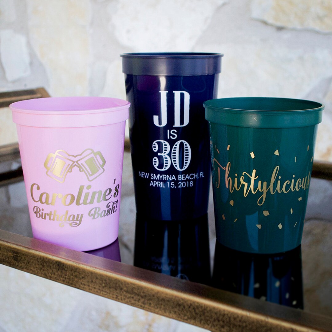 Custom 30th Birthday Cups, Birthday Party Decor, Birthday Cups, Plastic ...