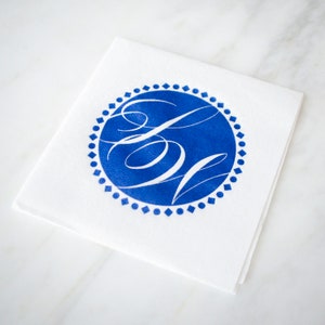 Company Logo White Linun Napkins, Corporate Linen-like Beverage Napkins ...