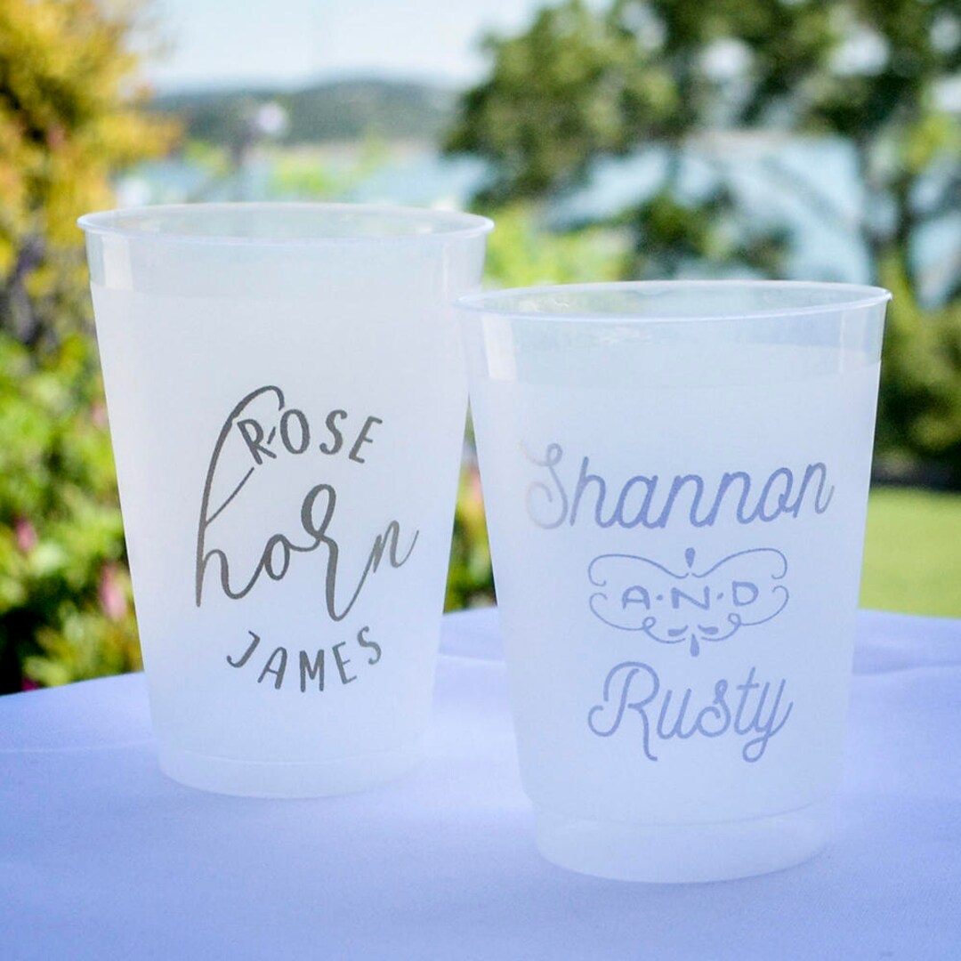 Personalized Couple's Frost-flex Cups, Custom Wedding Cups, Script Font ...